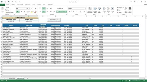 Lead Generation Tracking Spreadsheet — Db