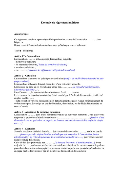 Exemple De Règlement Intérieur Doc Pdf Page 1 Sur 3