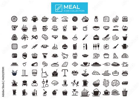 Meal Icon Set Included Food Restaurant Breakfast Lunch Dinner And