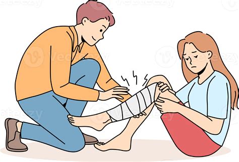 Man Give First Aid To Small Girl 21468590 Png