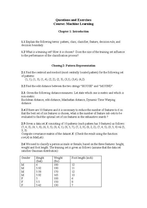 ML Exercises En Machine Learning Questions And Exercises Course Machine Learning