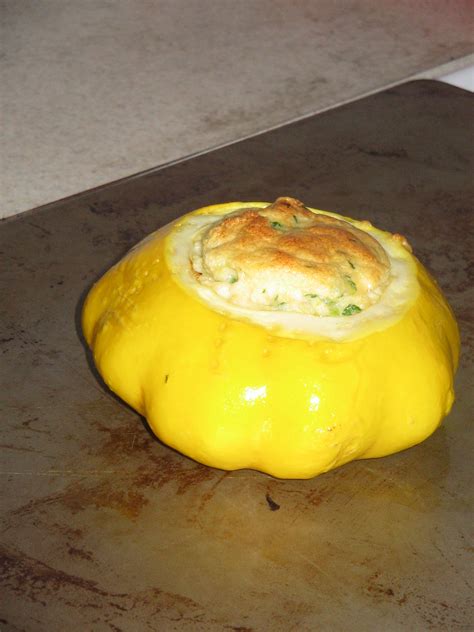 Roasted Scallop Squash With Zucchini Souffle Stuffing Recipe On Food52