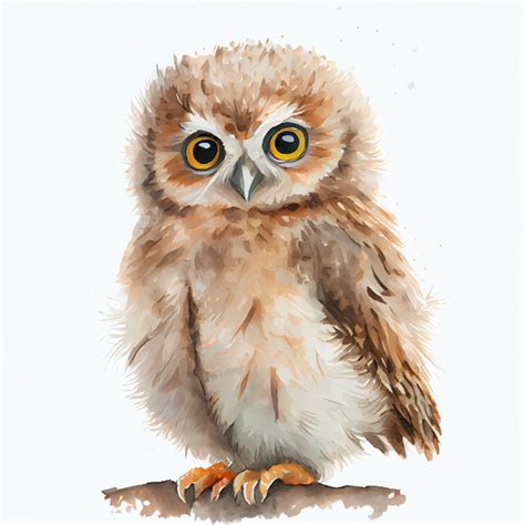 Premium Photo Portrait Of A Cute Owlet Watercolor Illustration