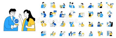 Design Development Concept With Character Situations Mega Set In Flat