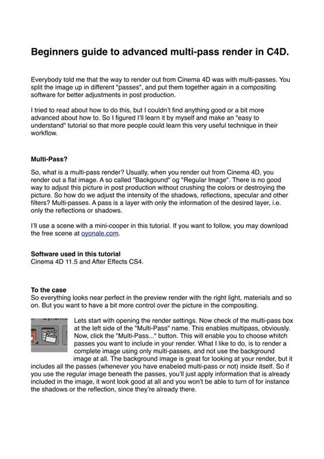 Beginners Guide To Advanced Multi Pass Render In C4d Download