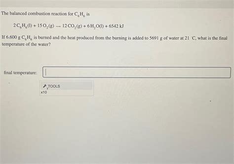 Solved The Balanced Combustion Reaction For C6h6 Is