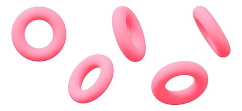 Premium Vector 3d Set Of Pink Torus Symbol Or Icon With Different
