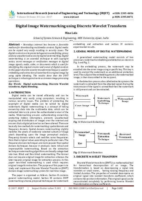 pdf digital image watermarking using discrete wavelet transform