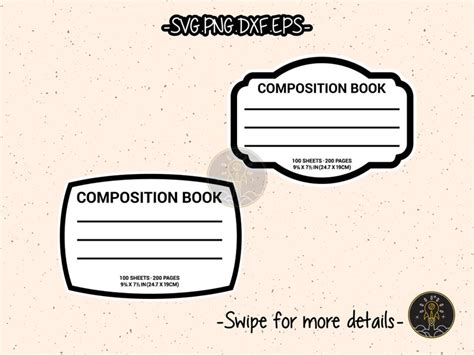 Compostition Notebook Label Tumblers Sublimation Water Slide Svg Cricut Cut File Clipart Etsy