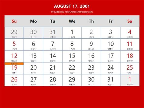 Chinese Calendar Aug 17 2001 Auspicious Things To Do And Hours Bazi