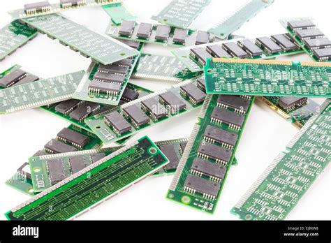 Bunch Of Computer Memory Modules Against White Background Stock Photo Alamy
