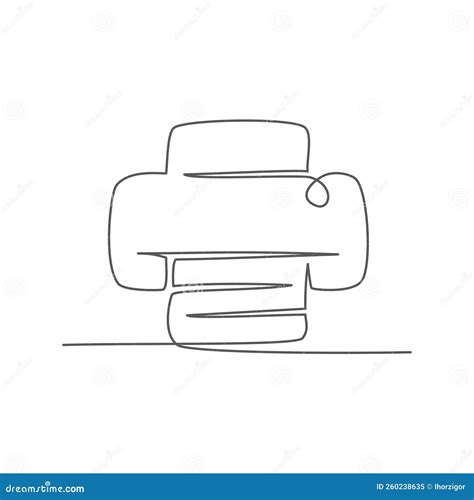 Imprimante Une Ligne Dessin Sur Fond Blanc Illustration De Vecteur
