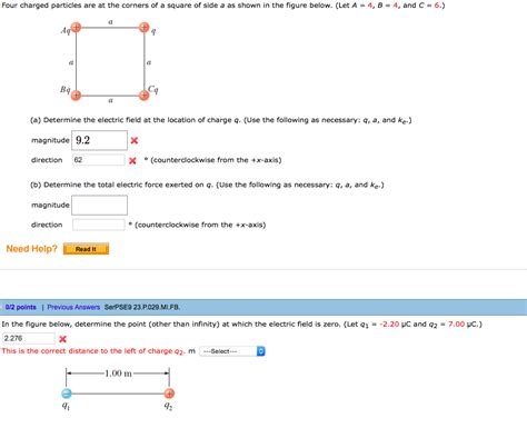 Solved Four Charged Particles Are The Corners Of A Square Of