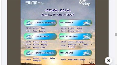 Jadwal Kapal Ferry ASDP Kupang Jumat Januari KMP Uma Kalada Ke Sabu Waingapu Pos