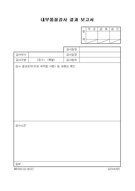 내부감사 결과 보고서1v20050504 기업 표준서식