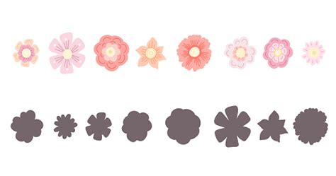 올바른 그림자를 찾으십시오 벡터 어린이 교육 게임 꽃에 적합한 검은 실루엣을 찾으십시오 파스텔 색상의 만화 순진한 꽃 실루엣에