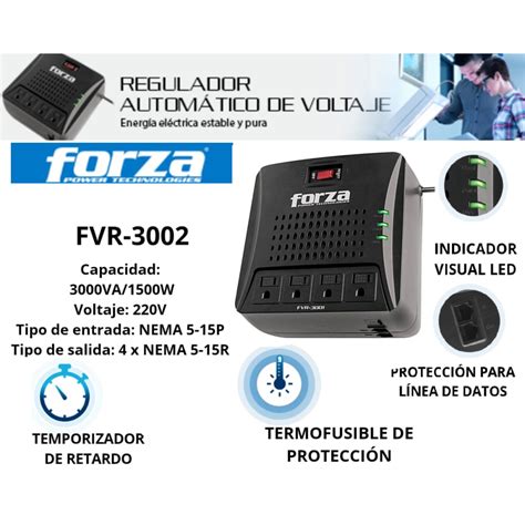 REGULADOR DE VOLTAJE FORZA FVR 3002 3000VA 1500W 4SALIDAS