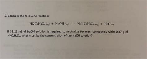 Solved Consider The Following Reaction If ML Of Chegg