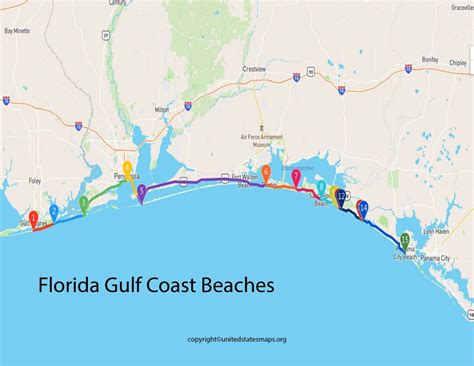 Florida Gulf Coast Beaches Map Gulf Coast Fl Beach Map