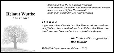 Traueranzeigen Von Helmut Wuttke Noz Trauerportal