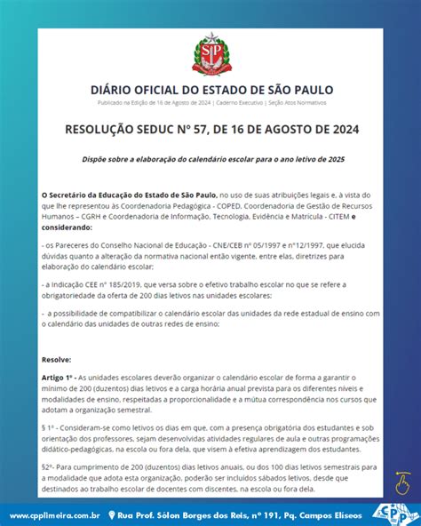 Resolução da Seduc SP define diretrizes para elaboração do calendário