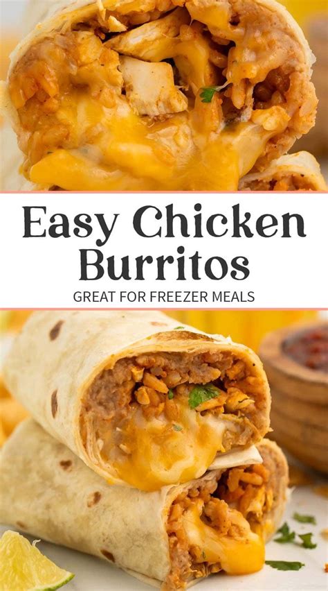 Easy Chicken Burrito Recipe Chicken Burritos Easy Chicken Burritos