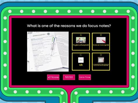 Avid Note Taking Focus Notes Gameshow Quiz