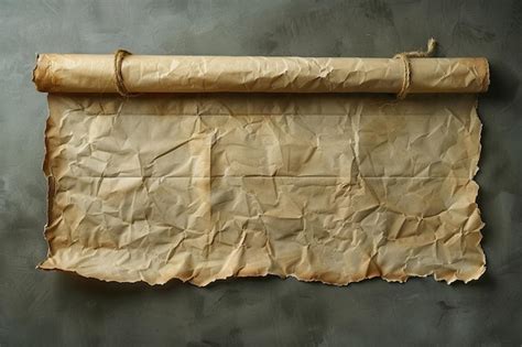 Ancient Blank Aged Worn Paper Scroll With Yellowed Coloring And Ragged