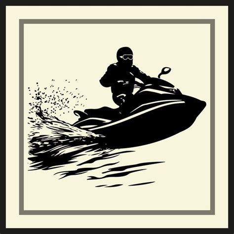 Una Imagen En Blanco Y Negro De Un Hombre En Un Jet Ski Vector Premium