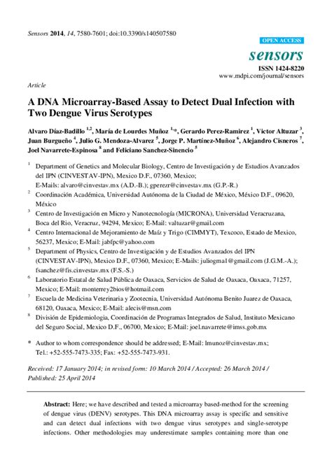 Pdf A Dna Microarray Based Assay To Detect Dual Infection With Two