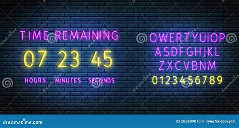 Clock Counter Timer With Neon Font Illuminated Countdown Vector