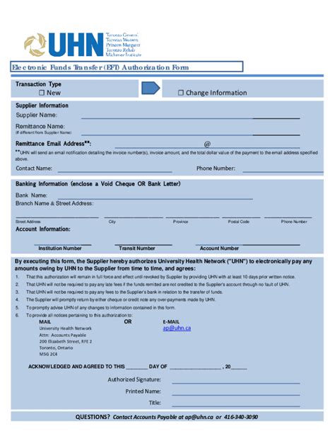 Fillable Online Electronic Funds Transfer Etf Authorization Form Fax
