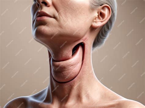 Swollen Thyroid Gland In Neck Medical Illustration Premium Ai Generated Image