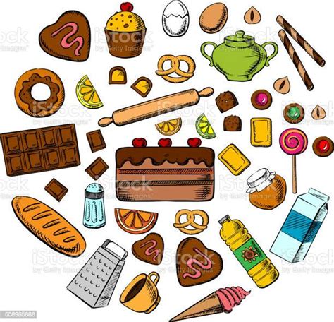 Ilustración De Pastelería Postre Iconos Y Productos De Confitería Y Más