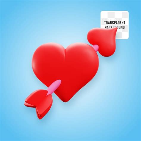 Premium Psd Hearts With Cupid Arrow Falling In Love Or Marriage