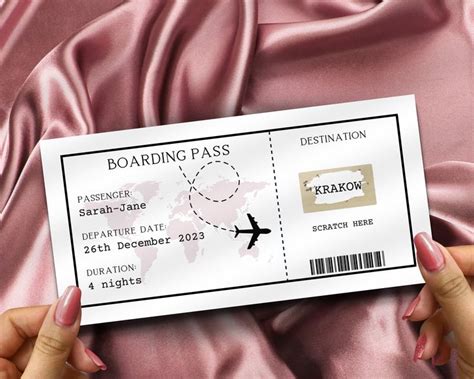 Personalised Boarding Pass Scratchcard Fake Boarding Pass Surprise Scratch Off Destination