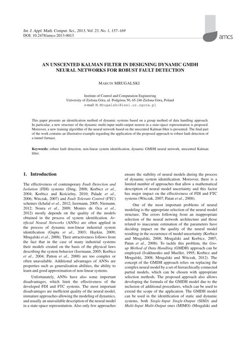 Pdf An Unscented Kalman Filter In Designing Dynamic Gmdh Neural