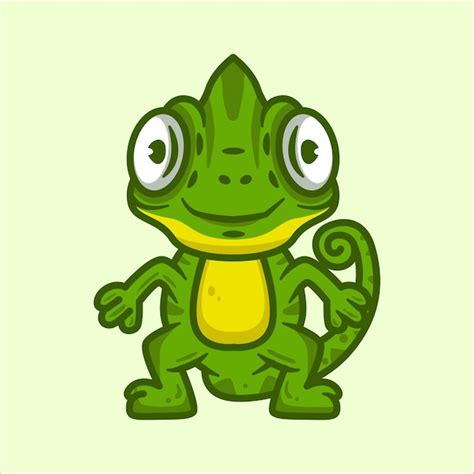 귀여운 카멜레온 만화 ⁇ 터 ⁇ 화 프리미엄 벡터