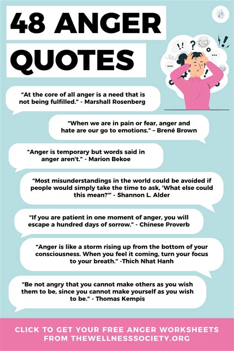48 Insightful Quotes About Anger Free Anger Worksheets The Wellness