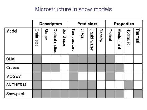 Comparison Of Snow Microstructure Models Richard Essery Anna