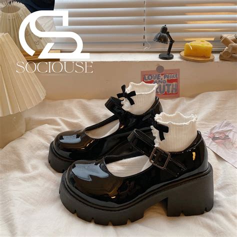 Jual Sociouse Yuna Sepatu Mary Jane Wanita Heels Platform Vintage Y2k