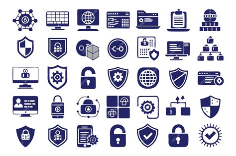 A Set Of 36 Blue Icons Related To Cybersecurity Data Protection And Online Security Premium Ai