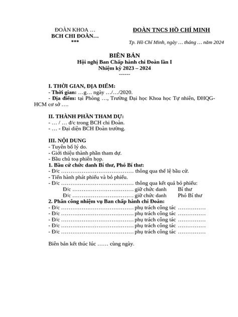 Bien Ban Hop Bch Chi Doan Lan I Pdf