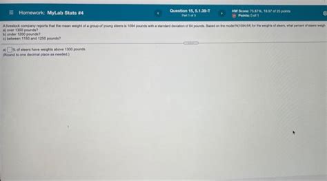 Solved Part 1 Point 0 Of 1 Homework Mylab Stats 4