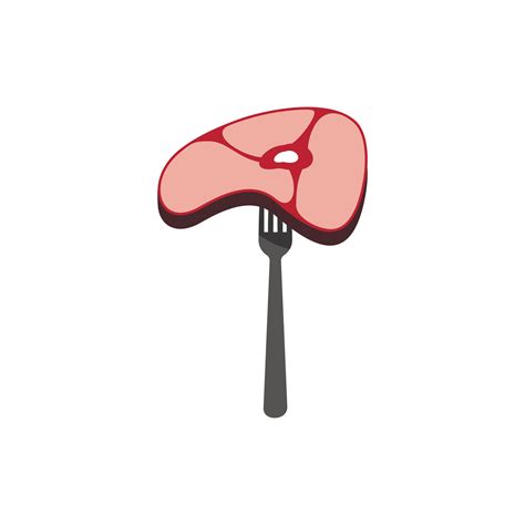 Steak On Fork Icon Flat Style 14446963 Vector Art At Vecteezy