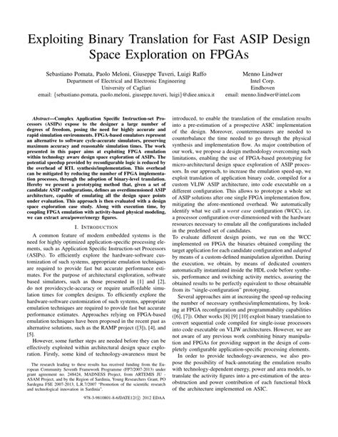 Pdf Exploiting Binary Translation For Fast Asip Design Space