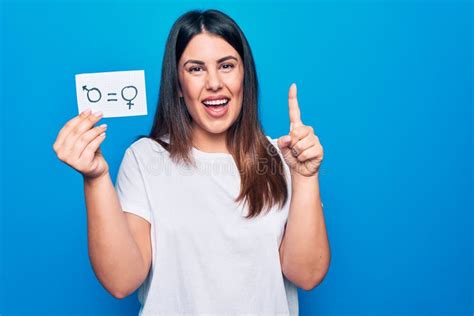 Beautiful Woman Asking For Sex Discrimination Holding Paper With Gender