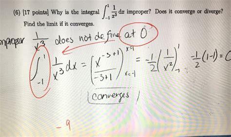 Solved Why Is The Integral Integral 1 1 1 X 3 Dx Improper