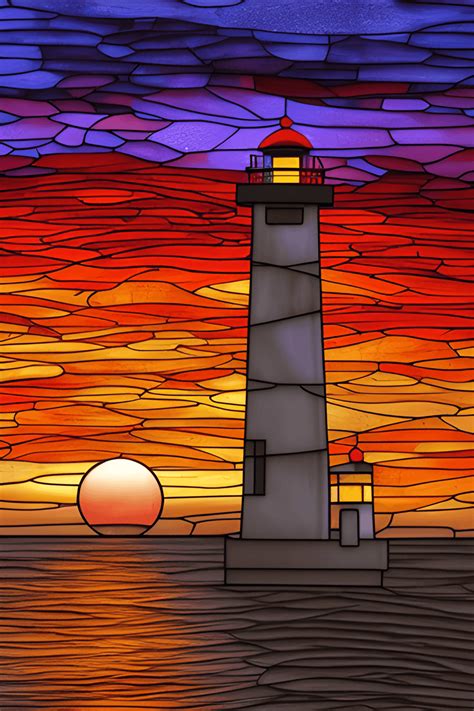 Beautiful Stained Glass Sunset · Creative Fabrica