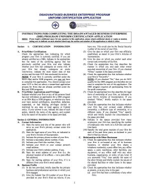 Fillable Online DBE Certification Information Application And Document